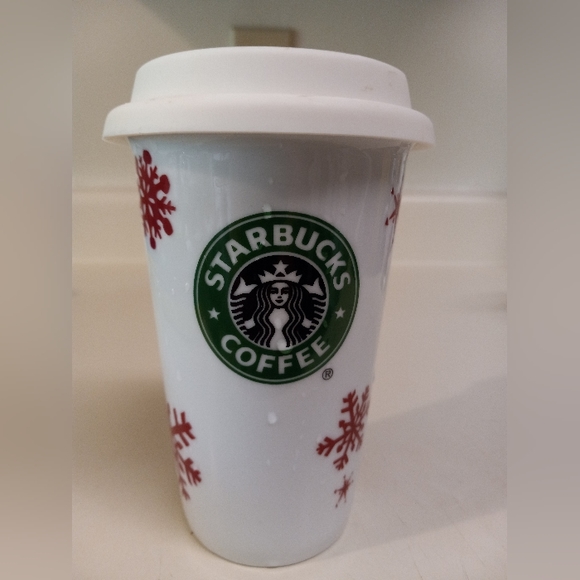 Starbucks | Dining | Starbucks Winter Red Snowflake Travel Mug With ...